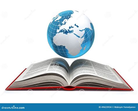Education Internet E Learning Concept Earth And Open Book Isolated On White Stock Illustration
