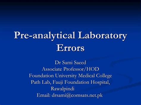 Pre Analytical Errors Ppt