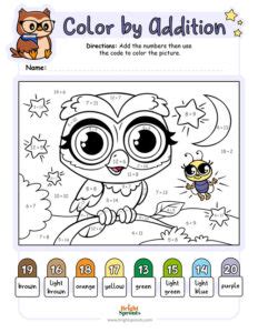 Addition Color By Number Worksheets Free Printable