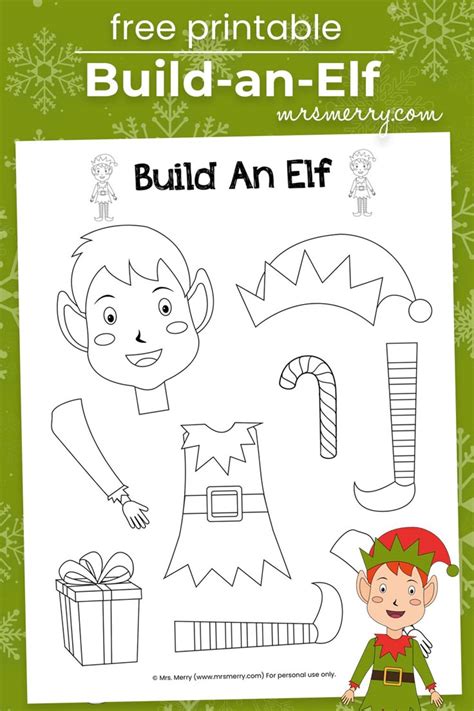 Free Printable Build An Elf Christmas Activity Mrs Merry Elf Crafts Printable Christmas