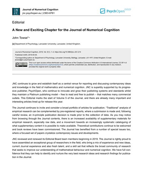 Pdf A New And Exciting Chapter For The Journal Of Numerical Cognition