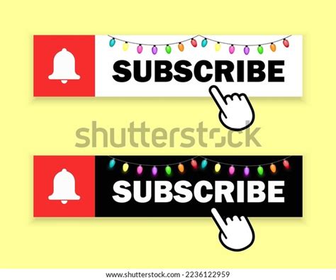 Subscribe Button Hand Cursor Colorful Christmas Stock Vector Royalty