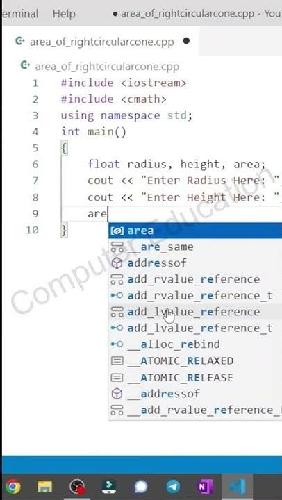 📟 Calculate Area Of Right Circular Cone In C Shorts Cplusplus Coding Programming Short