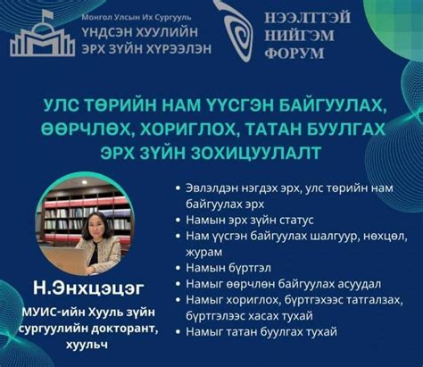 ҮНДСЭН ХУУЛИЙН ЭРХ ЗҮЙН ХҮРЭЭЛЭН МУИС