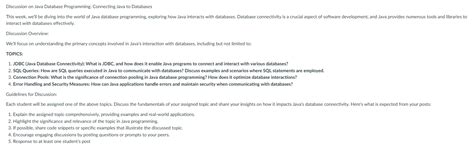 Solved Discussion On Java Database Programming Connecting