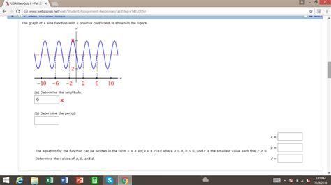 Solved The Graph Of A Sine Function With A Positive Chegg