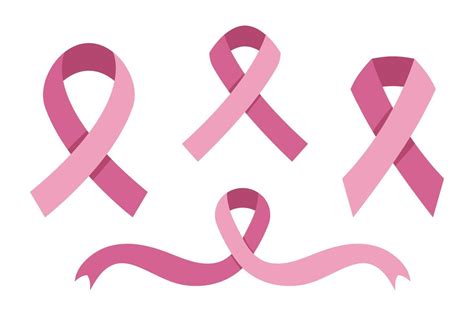 Awareness Ribbon Collection Set Of Pink Cancer Ribbons Isolated On