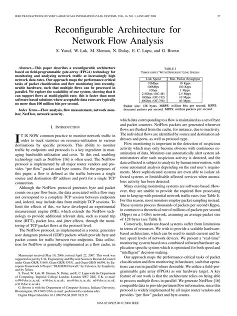 Pdf Reconfigurable Architecture For Network Flow Analysis
