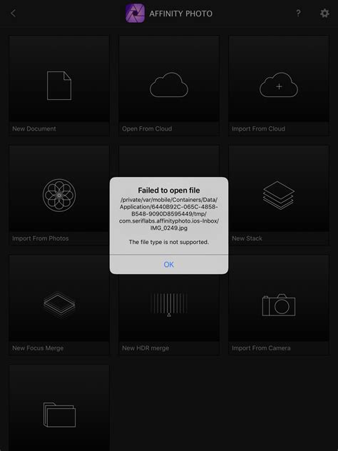 I Cannot Open Photo Pre V2 Archive Of Affinity On Ipad Questions