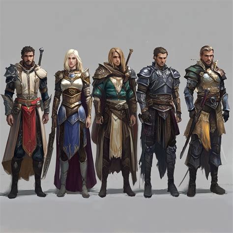 Rpg Character Classes Lineup Warrior Mage Fanart