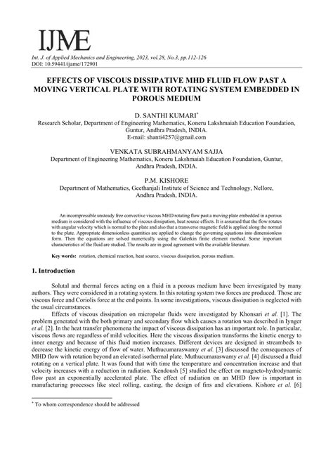 Pdf Effects Of Viscous Dissipative Mhd Fluid Flow Past A Moving