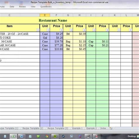Free Recipe Costing Spreadsheet Db Excel Com