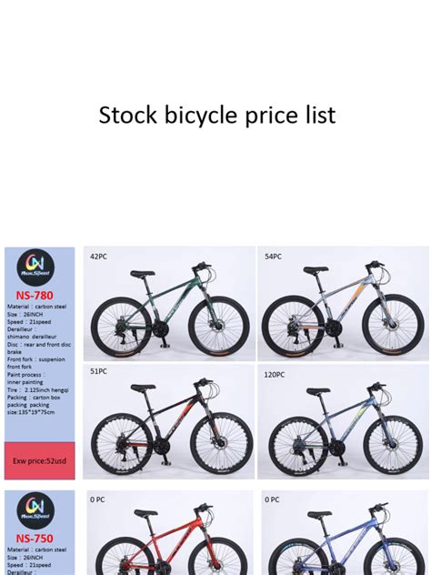 Stock Bicycle Price List Pdf Human Powered Vehicles Wheeled Vehicles