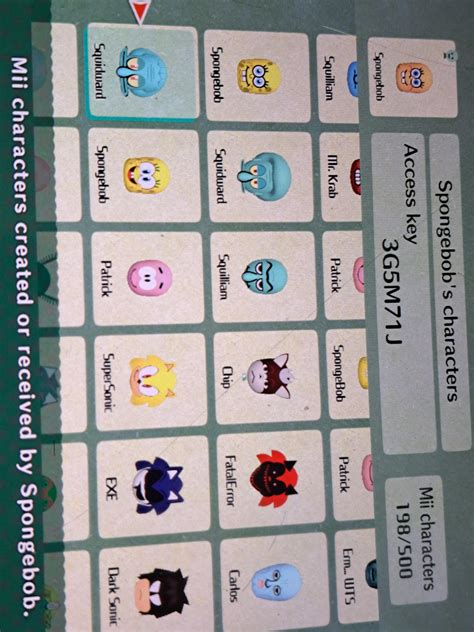 Spongebob Access Key 3g5m71j R Miitopia