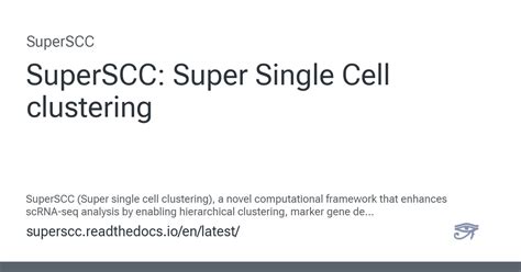 superscc super single cell clustering — superscc 0 1 0 documentation