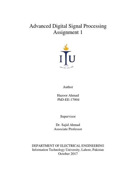 Advanced Digital Signal Processing Solved Assignment 1 Pdf Fourier Transform Infinity