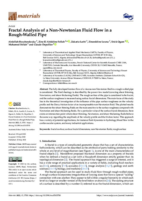 Pdf Fractal Analysis Of A Non Newtonian Fluid Flow In A Rough Walled Pipe