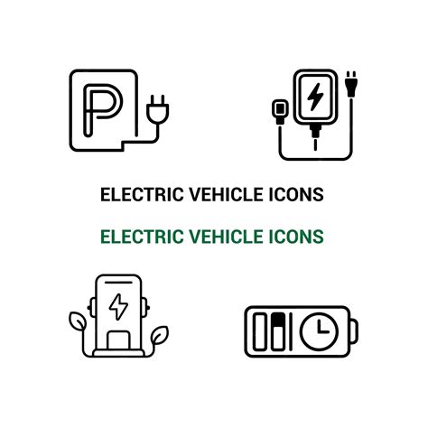 전기 차량 주차 프 충전 아이콘 세트 프리미엄 벡터