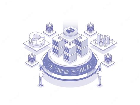 Premium Vector Big Data Analytics Isometric Illustration Lineal Color Suitable For Mobile App