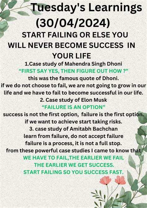Swetha K On Linkedin Tuesdays Learnings Start Failing So You Success