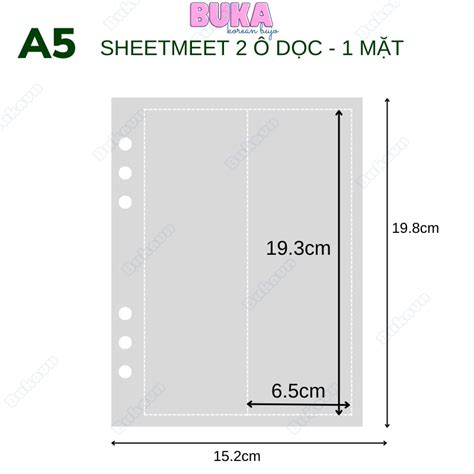 Sheet A5 A4 Sheet Meet Chứa ảnh Buka Nhiều Kích Thước Trong Suốt 6 Lỗ ChƯa KÈm BÌa đựng Card