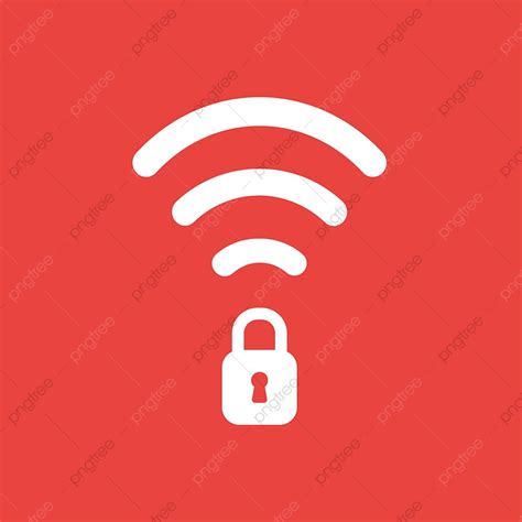 Flat Vector Icon Concept Of Wireless Wifi Symbol With Closed Padlock On Red Background Symbol