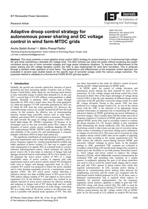 Adaptive Droop Control Strategy For Autonomous Power Sharing And Dc Voltagecontrol In Wind Farm