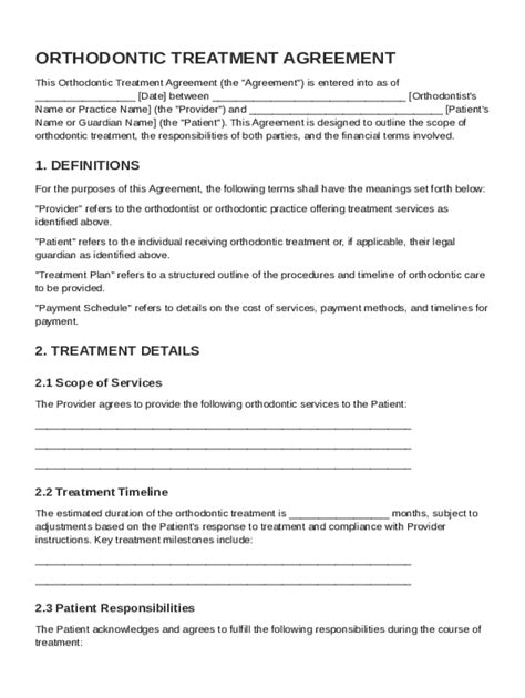 Orthodontic Contract Template Fill Out And Sign Online Dochub
