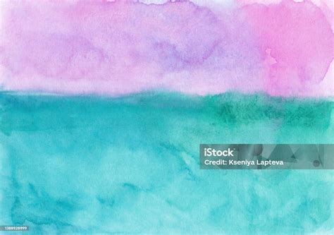 수채화 파스텔 핑크와 바다 녹색 배경 질감 수채화 배경 종이에 얼룩 손으로 그린 0명에 대한 스톡 사진 및 기타 이미지 0명