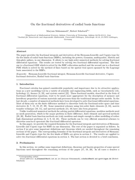 On The Fractional Derivatives Of Radial Pdf Finite Element Method