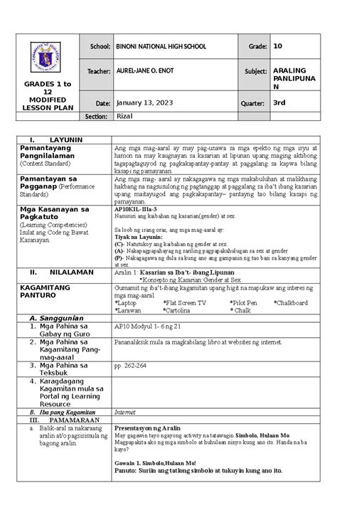 1 Lp Sex At Gender Grades 1 To 12 Modified Lesson Plan School Binoni 1 Lp Sex At Gender Grades 1 To 12 Modified Lesson Plan School Binoni