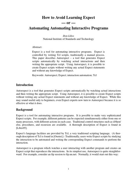 Auto Expect Pdf Scripting Language Computer Programming