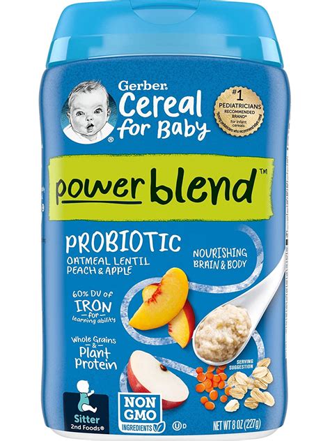 Gerber Infant Probiotic Oatmeal Cereal Whole Grain 2nd Foods Peach