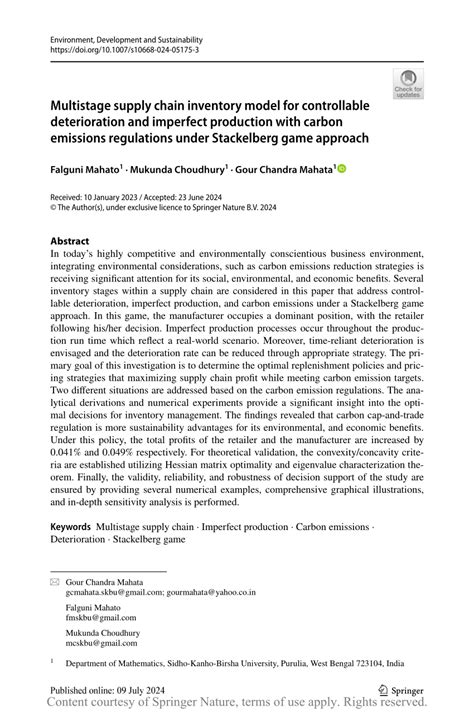 Multistage Supply Chain Inventory Model For Controllable Deterioration And Imperfect Production