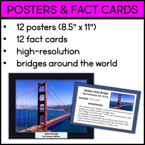 Famous Bridges And Structures Bundle Posters Fact Cards And Word Wall