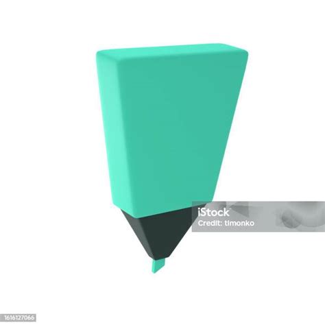 사무실용 3d 청록색 형광펜 마커 아이콘입니다 편지지 중요한 메시지 기호 그림 렌더링 편집 가능 클리핑 경로로 격리 학교