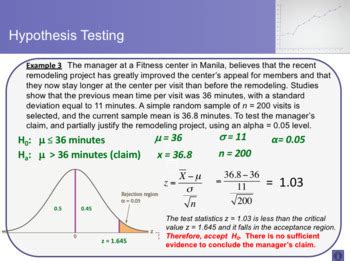 Statistics Topic Eight Hypothesis Testing With One Sample TpT