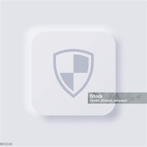 방패 아이콘 웹 디자인을 위한 White Neumorphism 소프트 Ui 디자인 응용 프로그램 Ui 등 버튼 벡터 3차원 형태에 대한 스톡 벡터 아트 및 기타 이미지