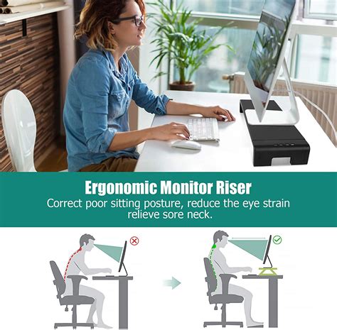 Monitor Stand With 4 USB Ports Adjustable Width L Grandado