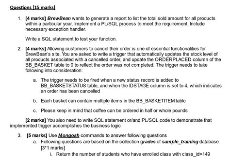 Solved Marks BrewBean Wants To Generate A Report To Chegg