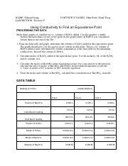Lab 7 post lab questions Equivalence Point.pdf - PARTNER'S NAMES: Ohm Patel Daud Tariq NAME ...