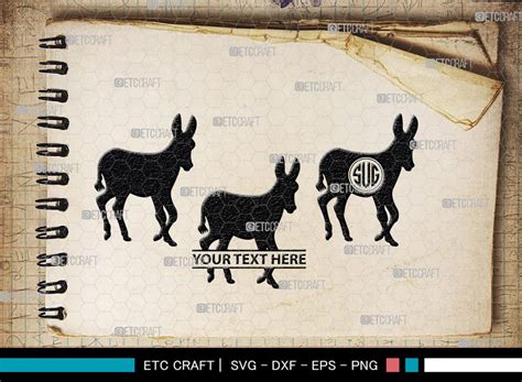 Donkey Monogram Donkey Silhouette Donkey Svg Ass Svg Farm Animal
