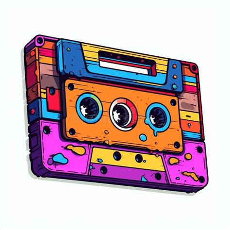 Colorful Retro Cassette Tape Artwork With Vibrant Design And Playful