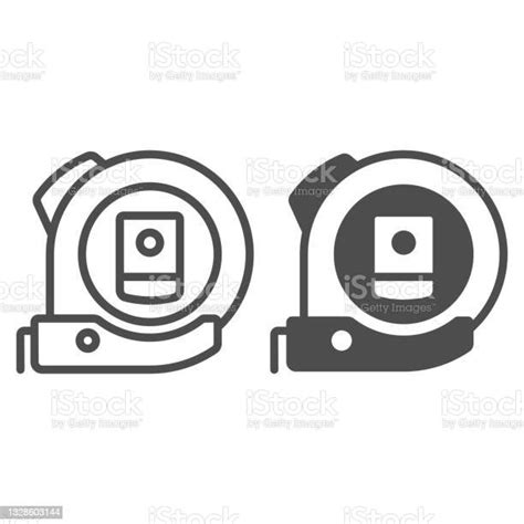 룰렛 라인과 솔리드 아이콘 시공 도구 개념 흰색 배경에 눈금 공구 측정 테이프 벡터 사인 모바일 개념 및 웹 디자인을위한 윤곽 스타일 아이콘 벡터 그래픽 10에 대한 스톡