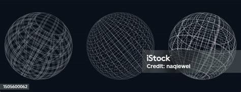 선의 벡터 집합 와이어 프레임 모델 전역 구 패턴 데이터 개념 추상 기술 아이콘 컬렉션 3차원 형태에 대한 스톡 벡터 아트 및 기타 이미지 3차원 형태 개념 검정색