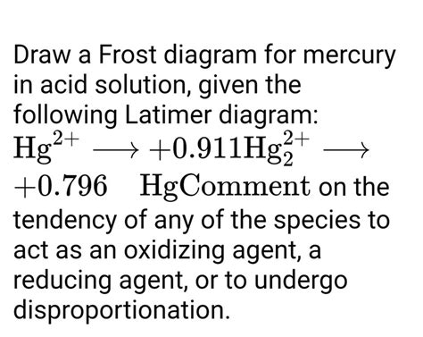 Draw A Frost Diagram For Mercury In Acid Solution Given The Following La