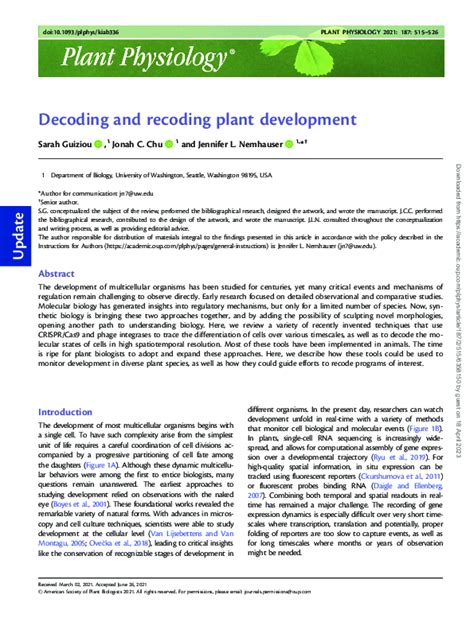 Pdf Decoding And Recoding Plant Development