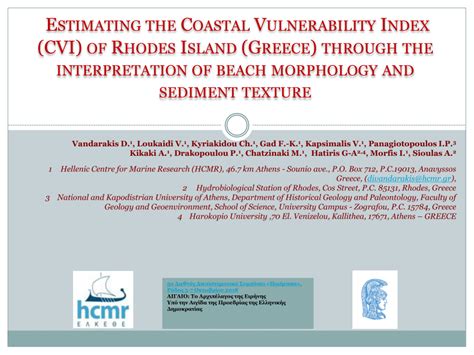 Pdf Estimating The Coastal Vulnerability Index Cvi Of Rhodes Island Greece Through The