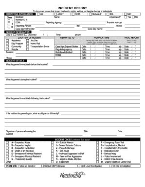 Fillable Online Chfs Ky New INCIDENT FOLLOW Doc Chfs Ky Fax Email Print PdfFiller
