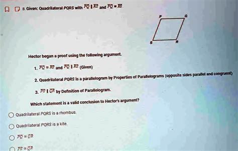 Solved Quadrilateral Pqrs With Fq Rs And Fe Fs Given Hector